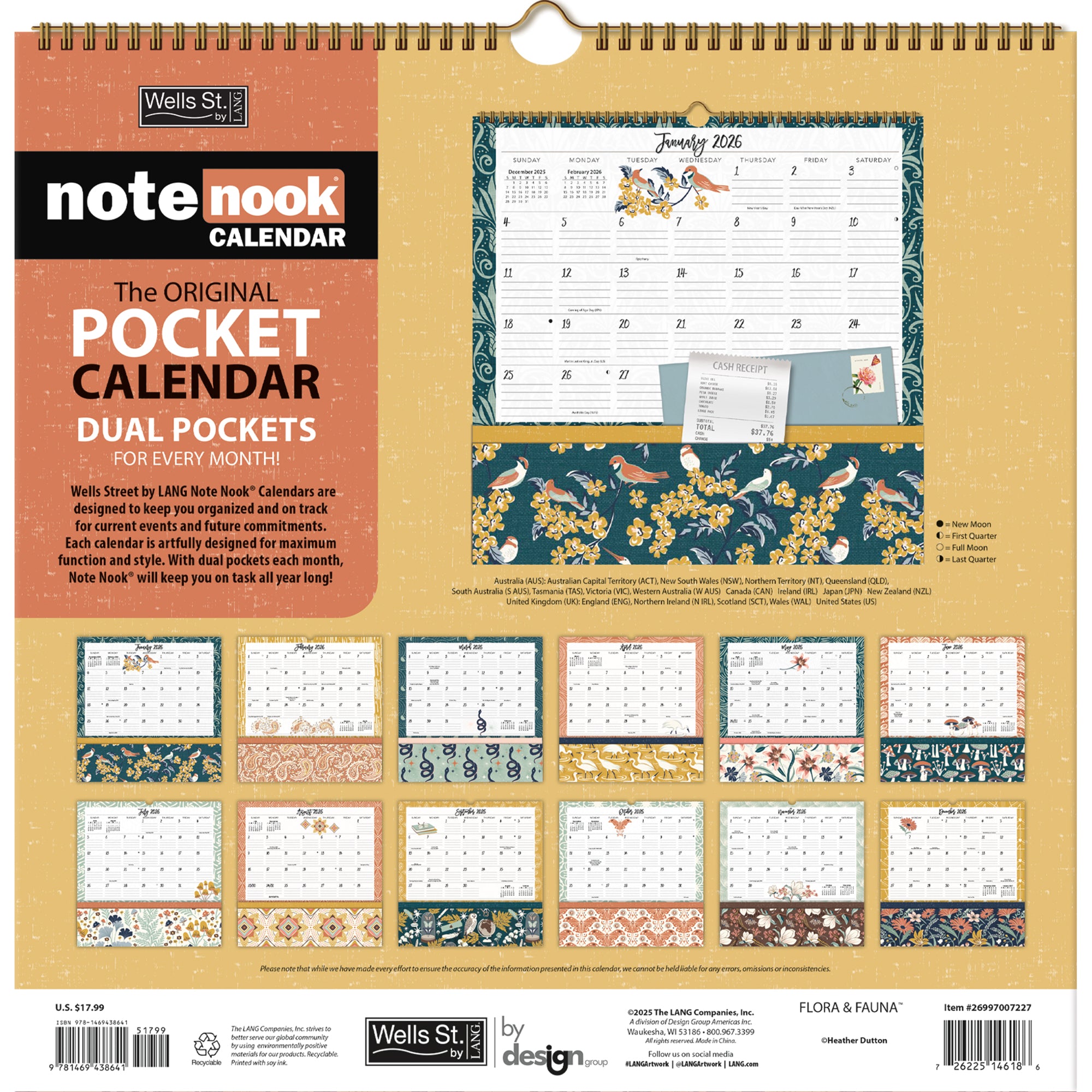 2026 LANG Flora & Fauna - Note Nook Square Wall Calendar