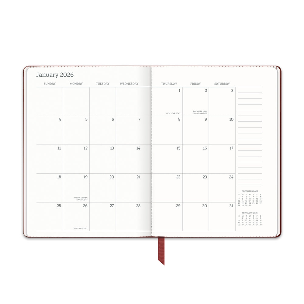 2026 Dots On Burgundy - Medium Dual-Textured Monthly & Weekly Diary/Pl