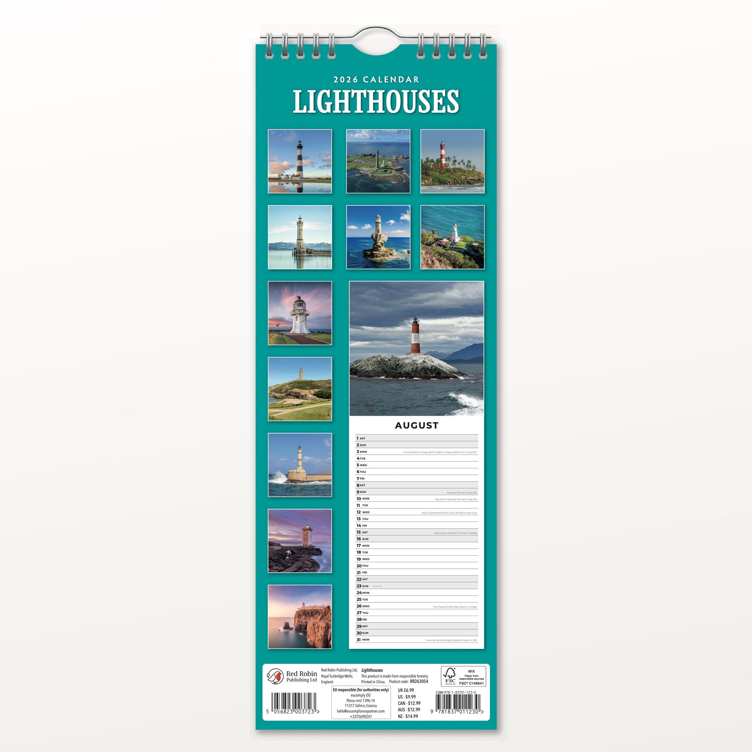 2026 Lighthouses - Slim Wall Calendar