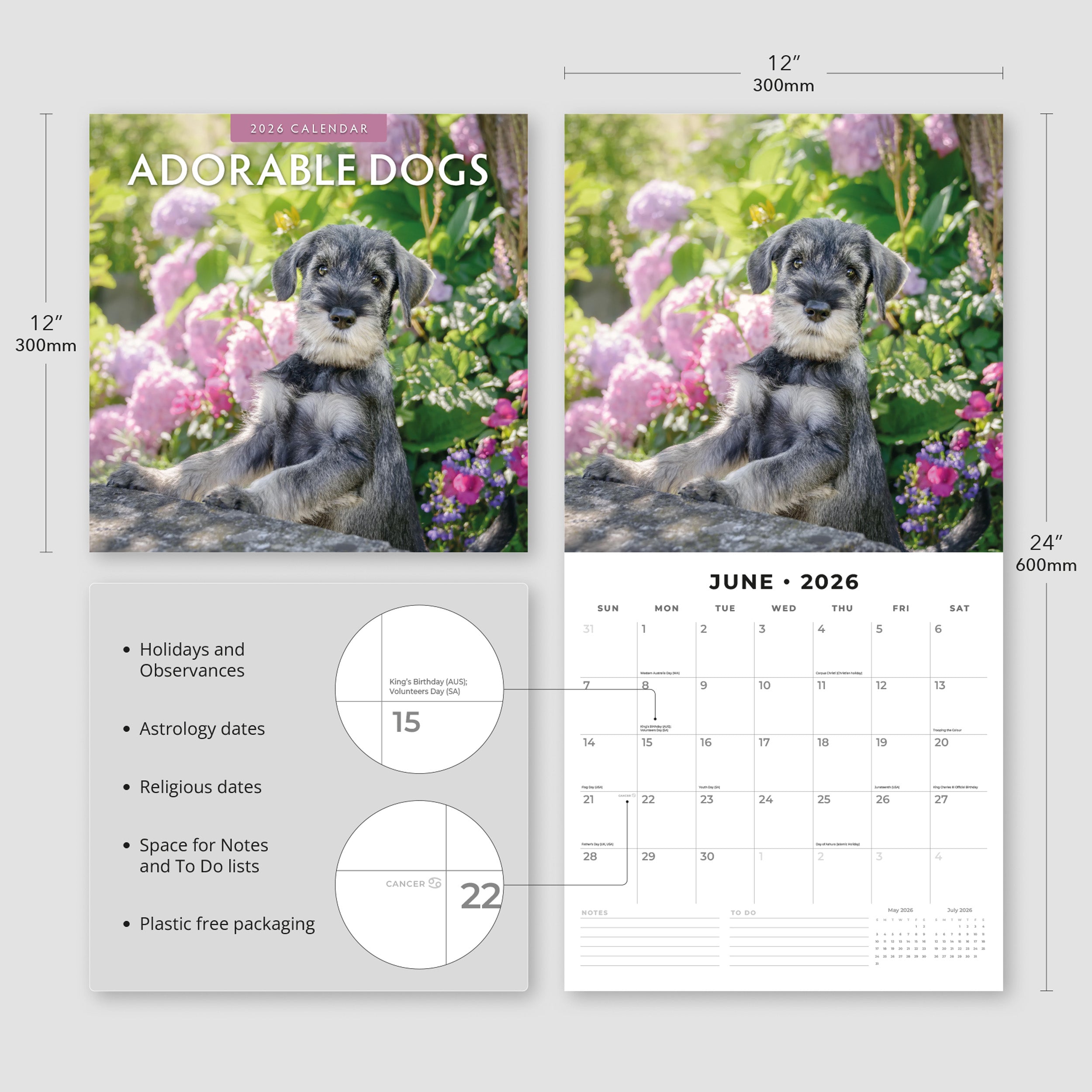 2026 Adorable Dogs - Square Wall Calendar