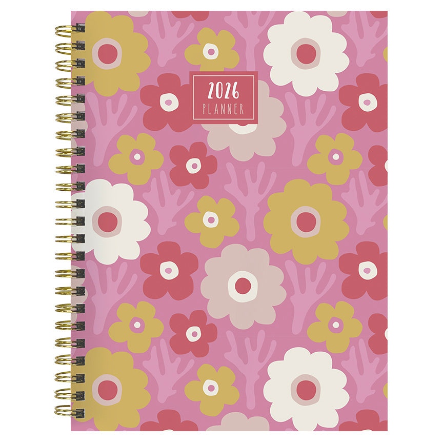 2026 Pink Pretty Petals - Medium Monthly & Weekly Pocket Diary/Planner