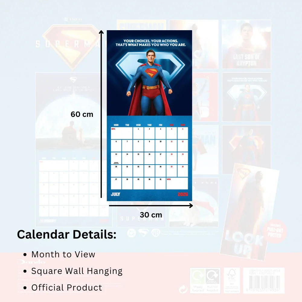 2026 Superman Movie - Square Wall Calendar