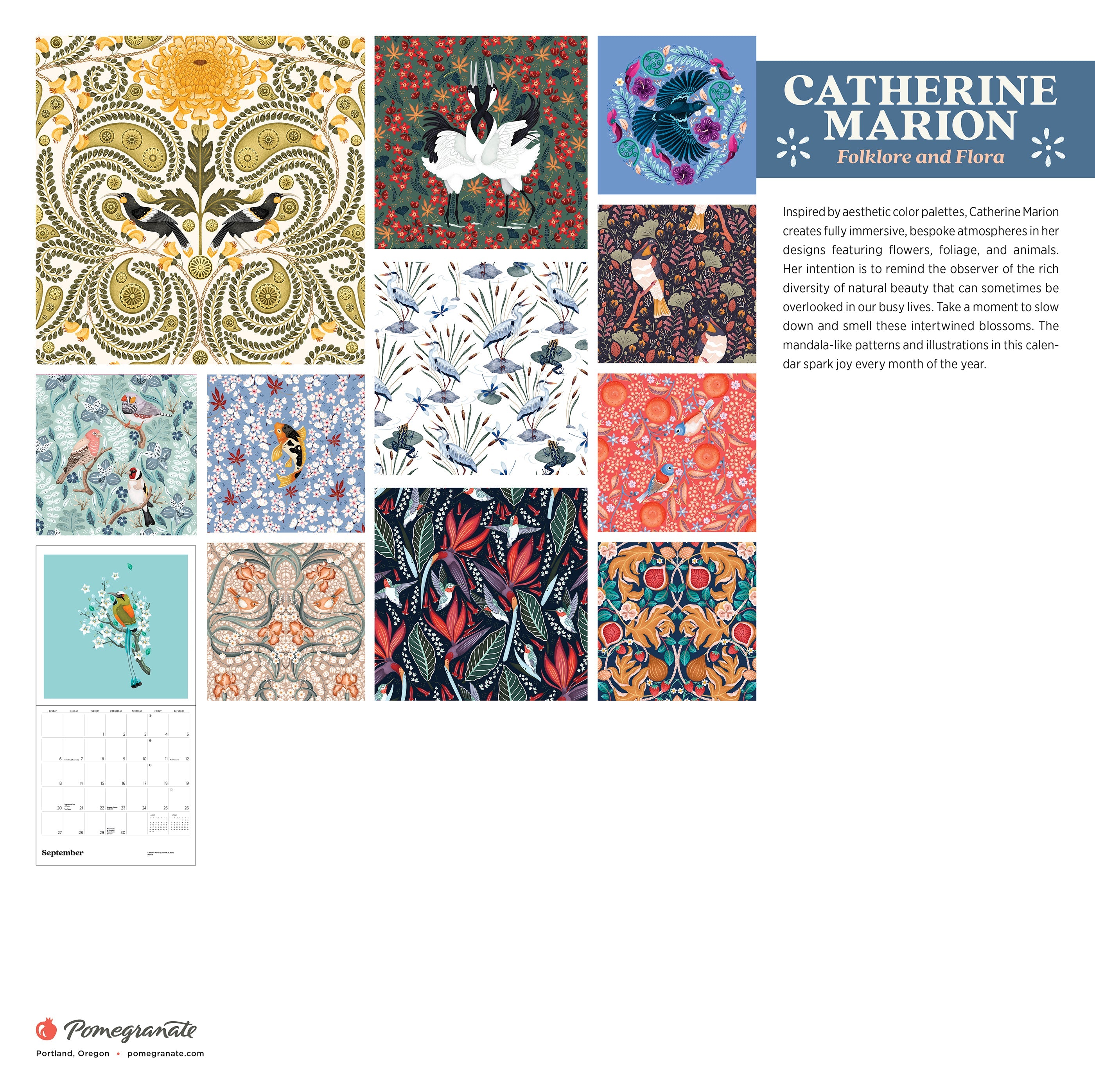 2026 Catherine Marion: Folklore and Flora - Square Wall Calendar